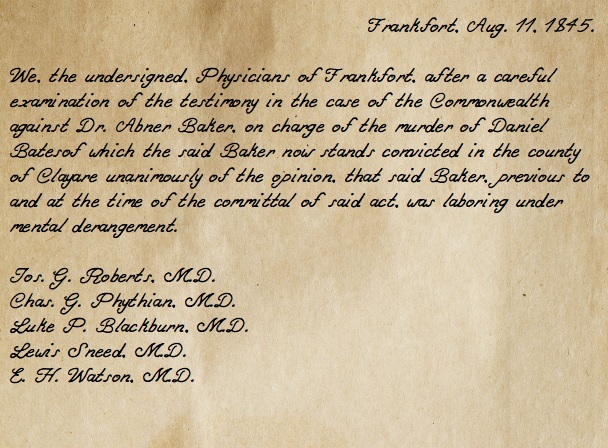 The Strange Case of Dr. Abner Baker, Jr. – Kentucky Historic Institutions